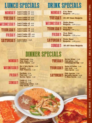 Specials – Los Ranchos Mexican Restaurant Holland MI 49423
